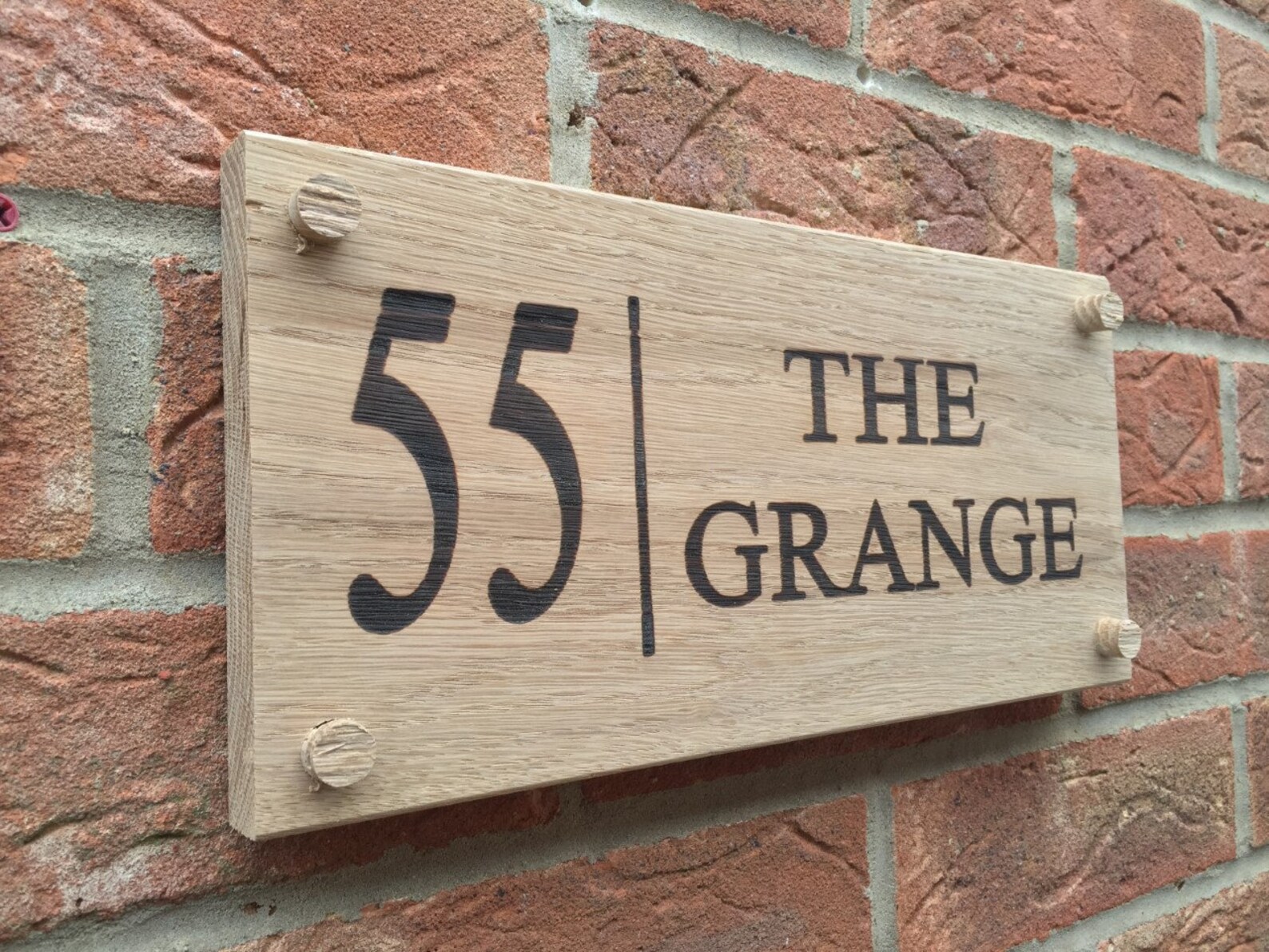 Personalised Oak House Sign, Carved, Custom Engraved Outdoor Wooden ...