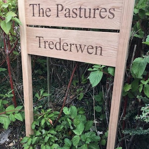 Large Engraved Oak Multi Ladder Double Post House Sign Business Multi ...