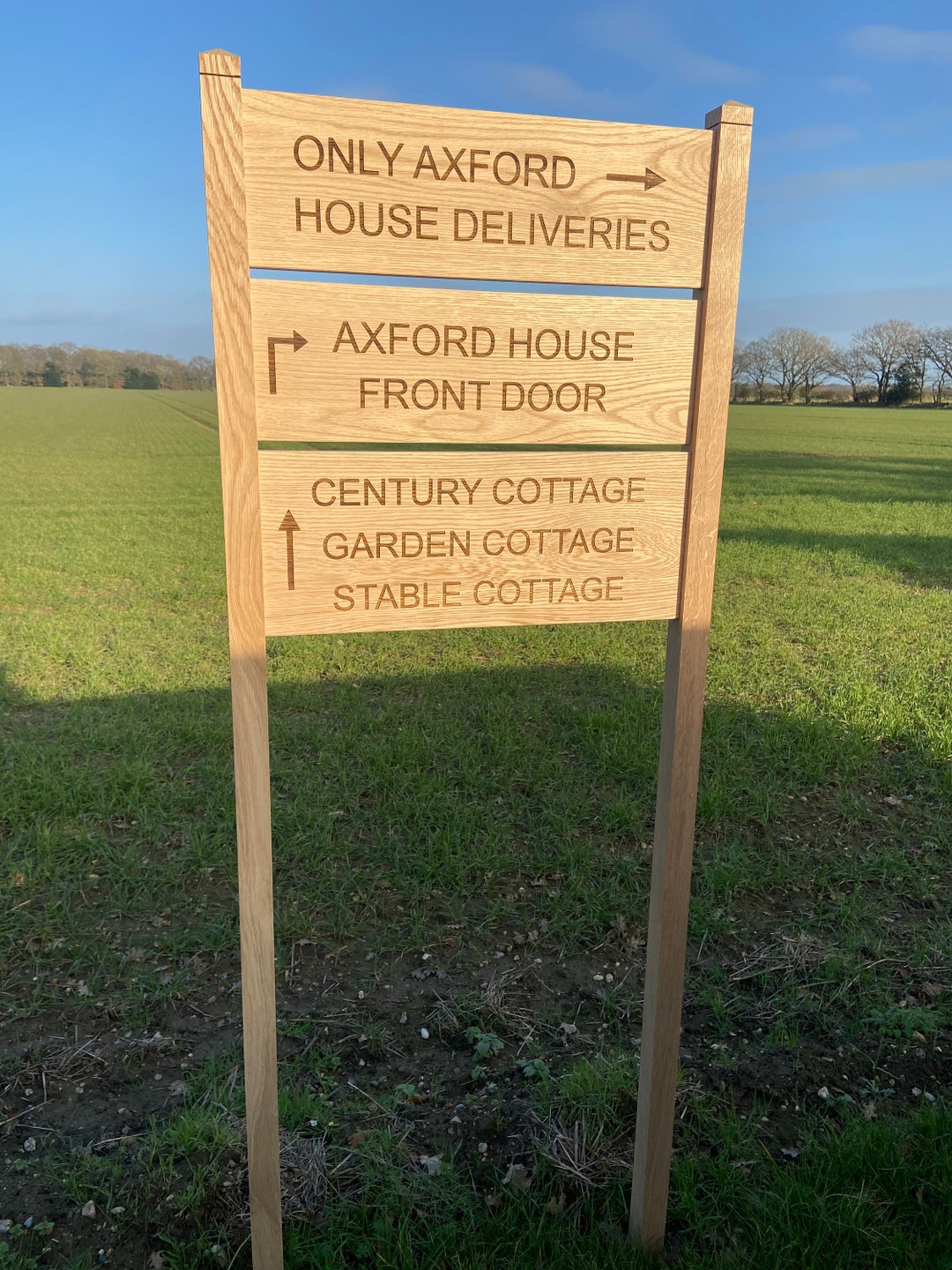 Oak Multi Ladder Sign, Solid Oak House Name Engraved Directional ...
