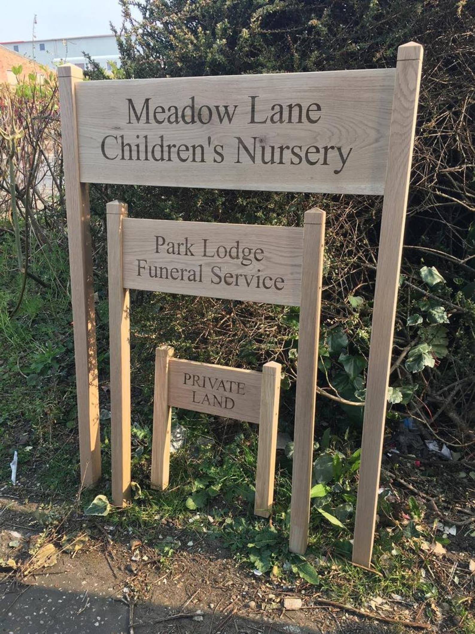Oak House Sign With Posts, Carved, Personalised Custom Engraved Wooden ...