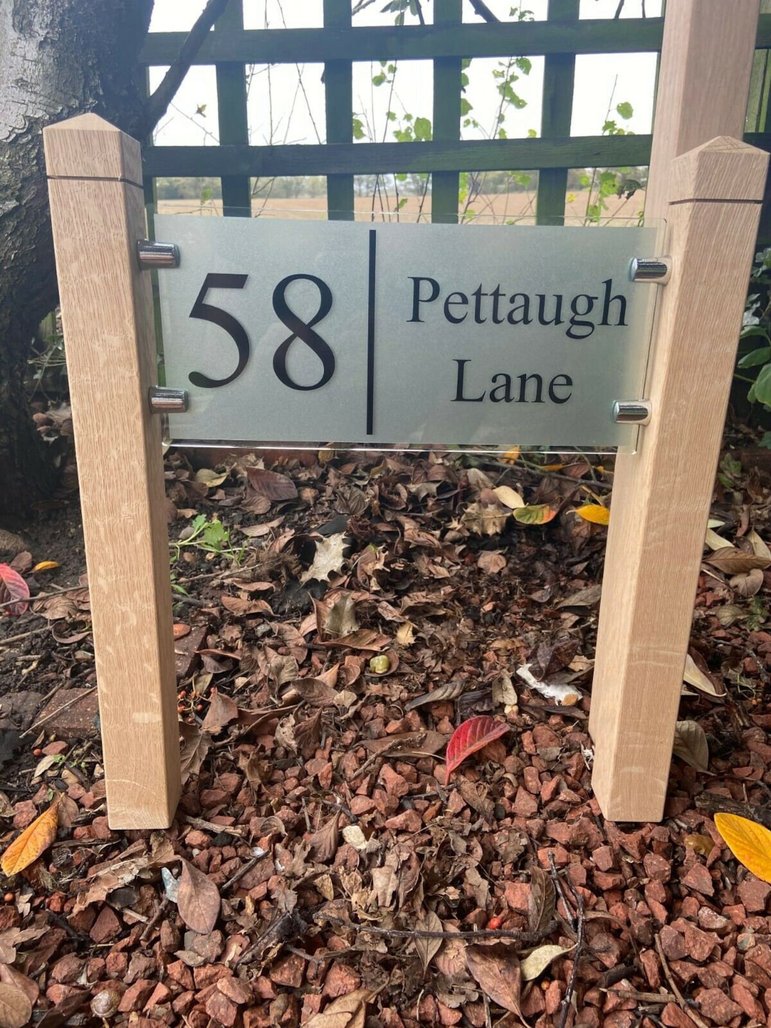 Modern Aluminium Freestanding Sign With Solid Oak Posts, Aluminium Oak ...