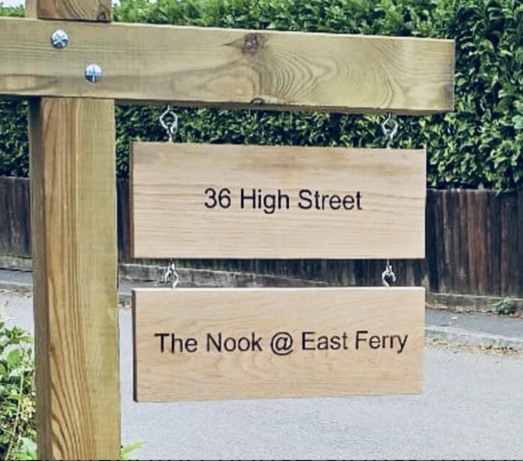 Personalised Wooden Hardwood Swinging Hanging House Sign Number, Carved ...