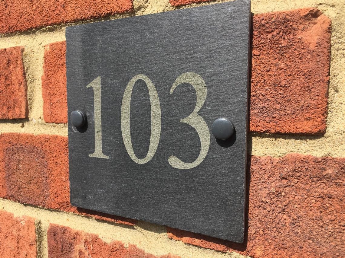 Modern Slate House Sign Plaque Door Number Natural Stone Slate Engraved ...