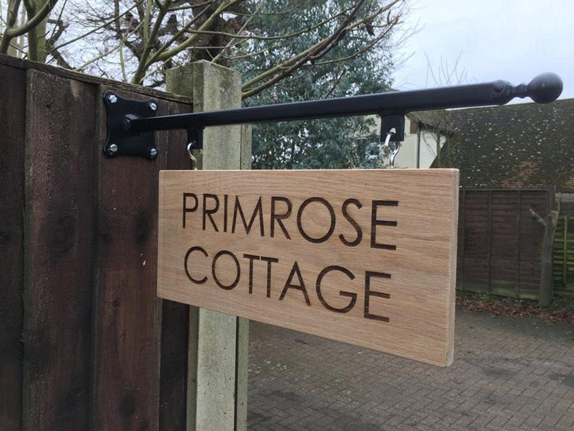 Solid Oak Personalised Hanging Sign and Metal Bracket Oak - Etsy