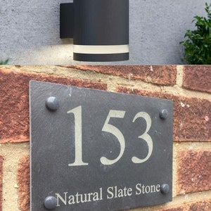 Light up Led Personalised Slate House Sign Plaque, Solar Powered Custom ...
