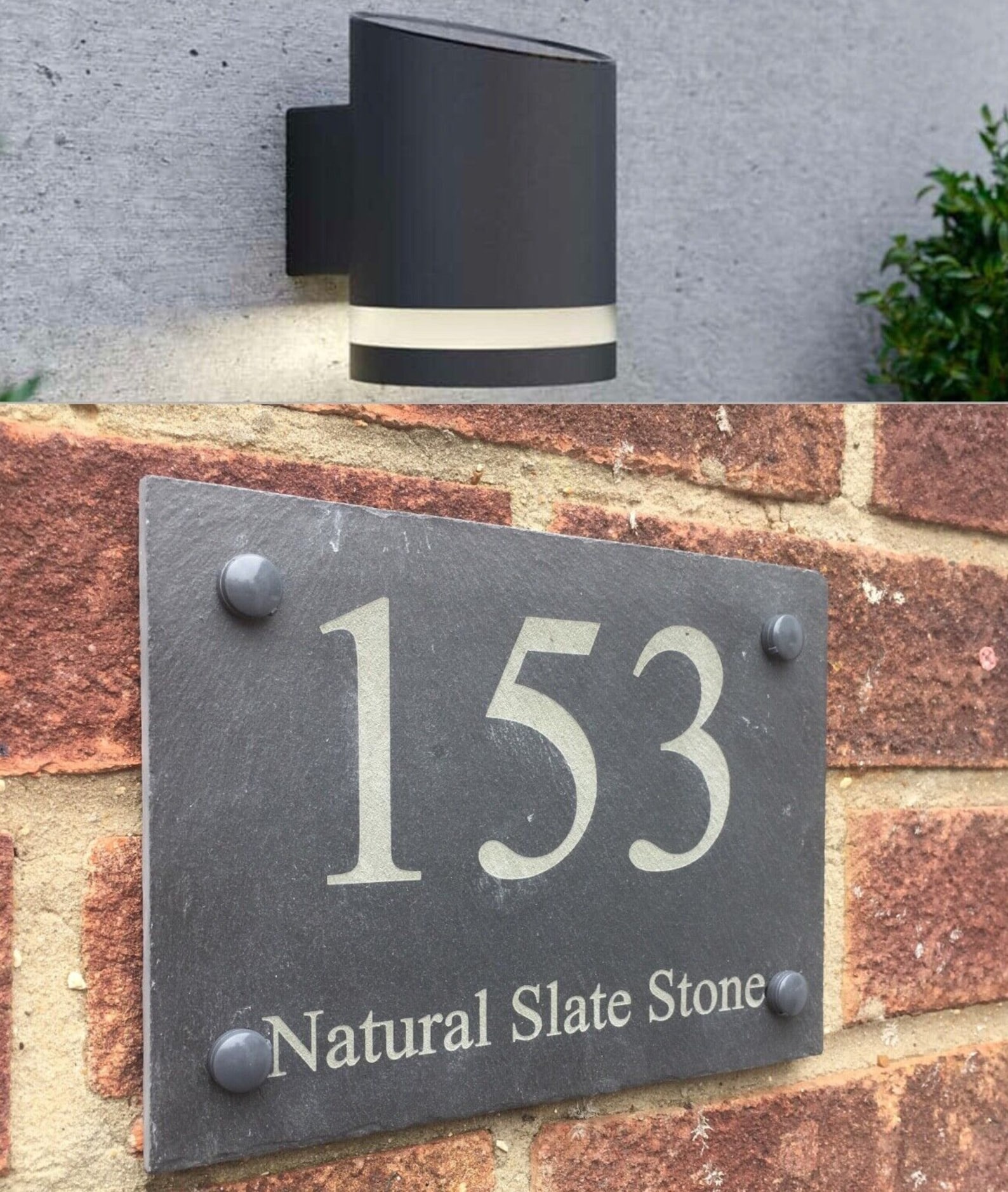 Modern Engraved Slate Solar House Sign Plaque, Natural Stone Slate ...