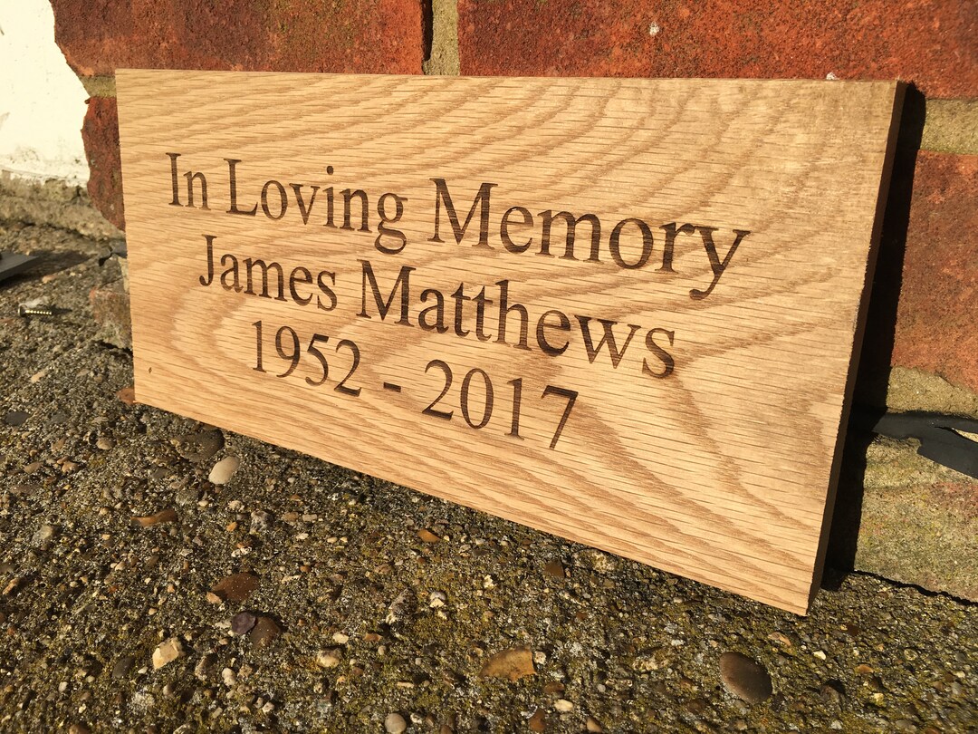Solid Oak Graveside Sign Plaque, Solid Oak Custom Engraved Special ...