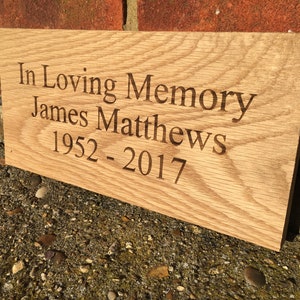 Personalised Oak Memorial Graveside Sign, Solid Oak Engraved Rest in ...