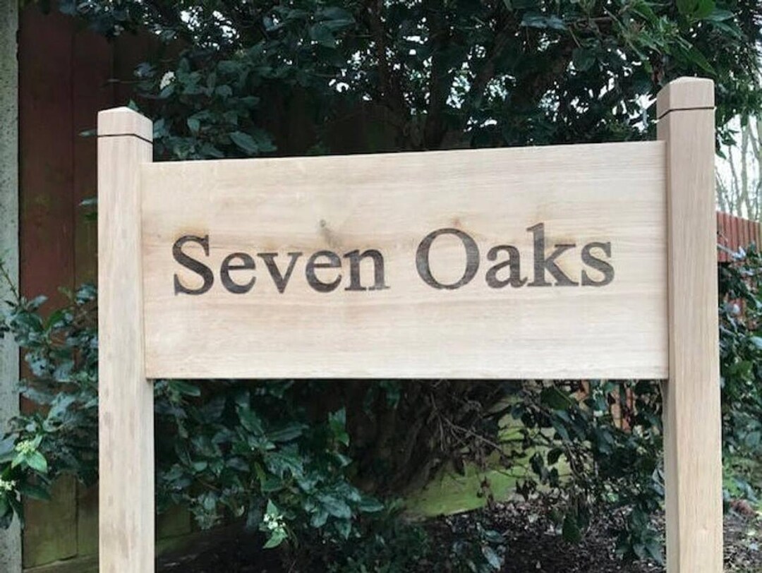 Large Modern Premium Freestanding Engraved Oak Sign With Oak Posts - Etsy