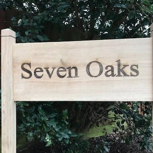 Large Modern Premium Freestanding Engraved Oak Sign With Oak Posts - Etsy