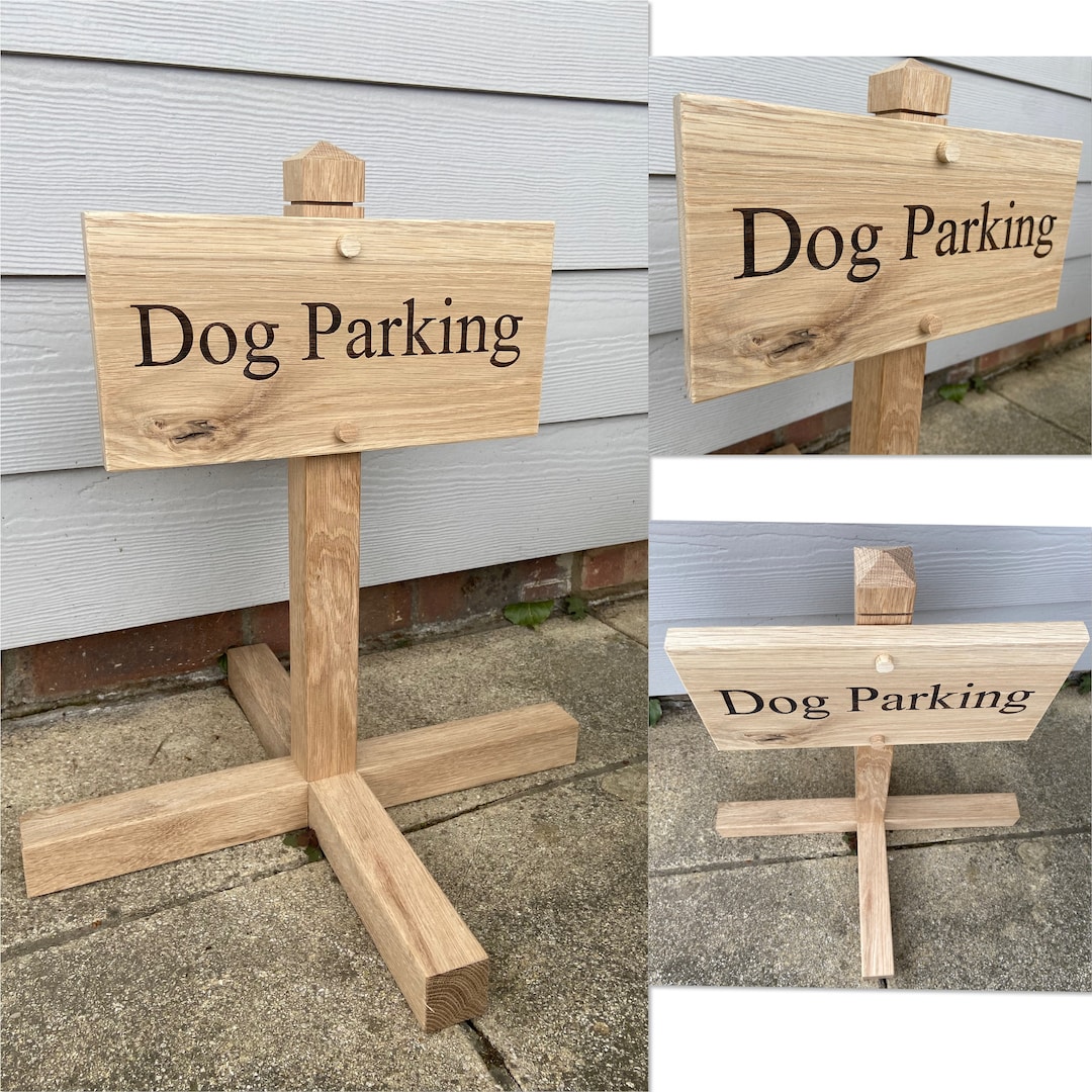 Oak Custom Engraved Sign and Freestanding Floor Stand, Upright Oak Post ...