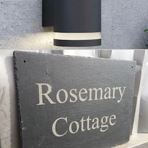 Light up Led Personalised Slate House Sign Plaque, Solar Powered Custom ...