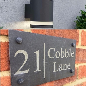 Light up Led Personalised Slate House Sign Plaque, Solar Powered Custom ...