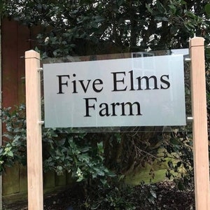 Modern Glass Acrylic Freestanding Sign With Solid Oak Posts - Etsy