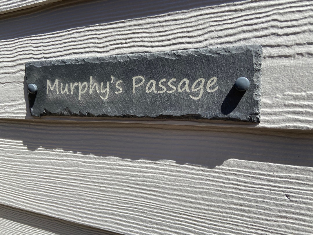 Modern Slate House Name Plate, Custom Personalised Outdoor Natural ...