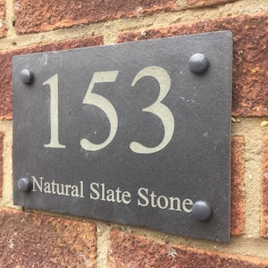 Rustic Natural Slate House Gate Sign Plaque Door Number Personalised ...