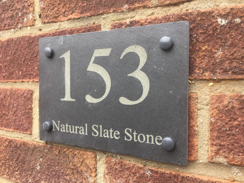 Rustic Natural Slate House Gate Sign Plaque Door Number Personalised ...