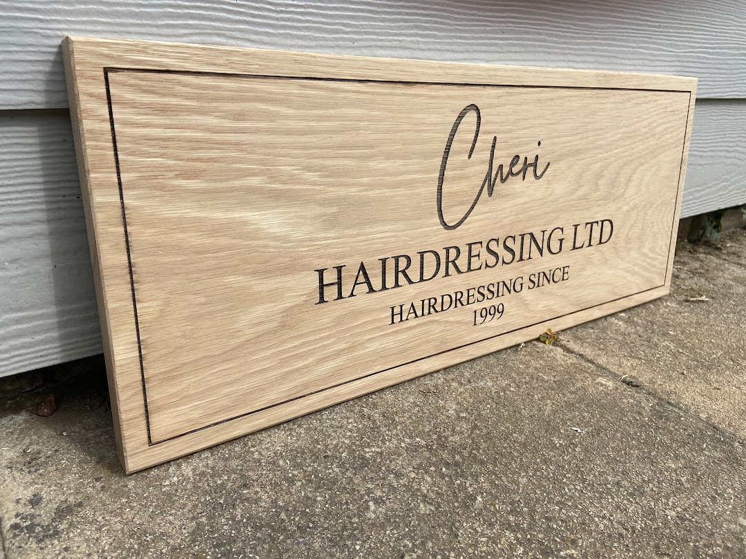 Large Custom Engraved Solid Oak Block, Oak Wall Sign Oak Hanging Sign ...