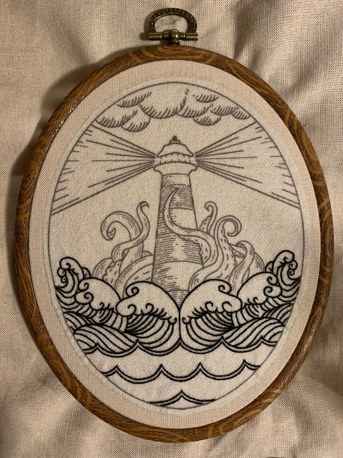 Lighthouse and Kraken Embroidery PDF Pattern Printable Digital - Etsy
