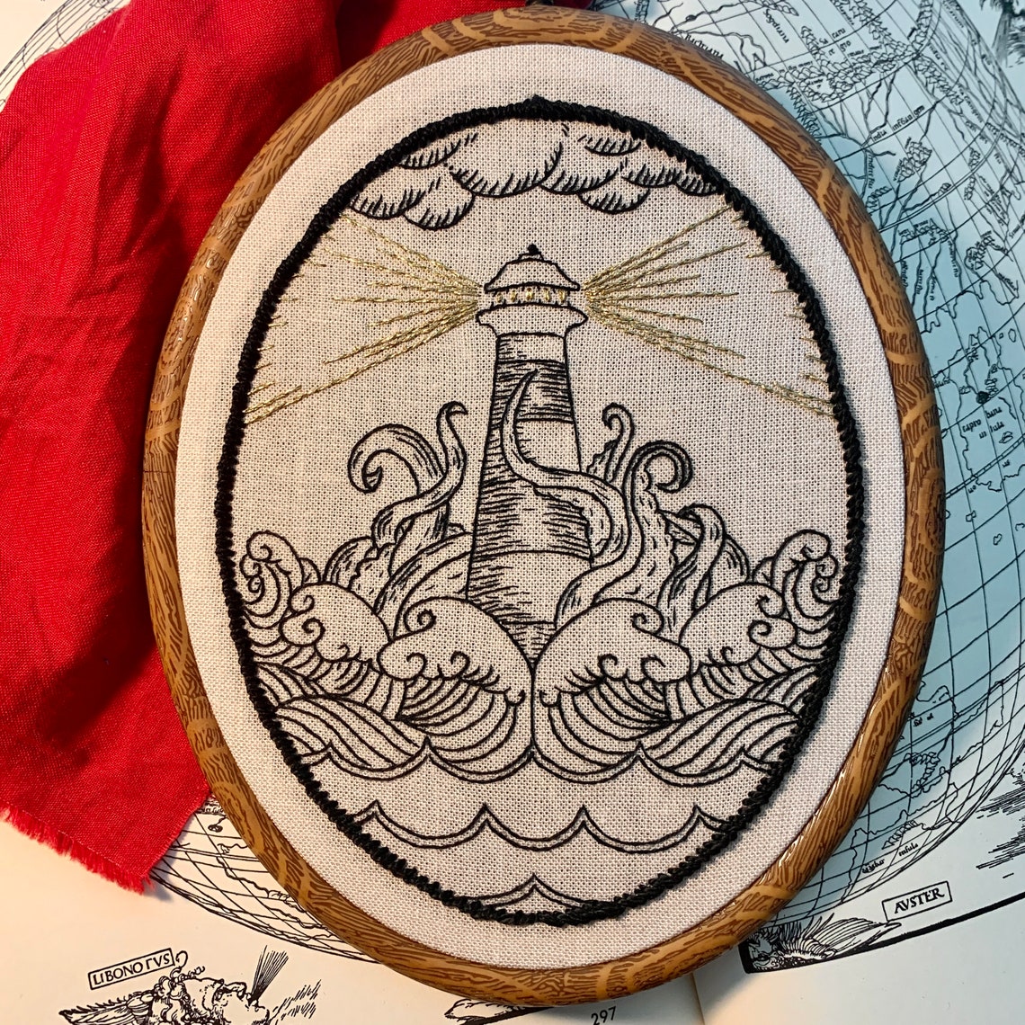 Lighthouse and Kraken Embroidery PDF Pattern Printable Digital - Etsy
