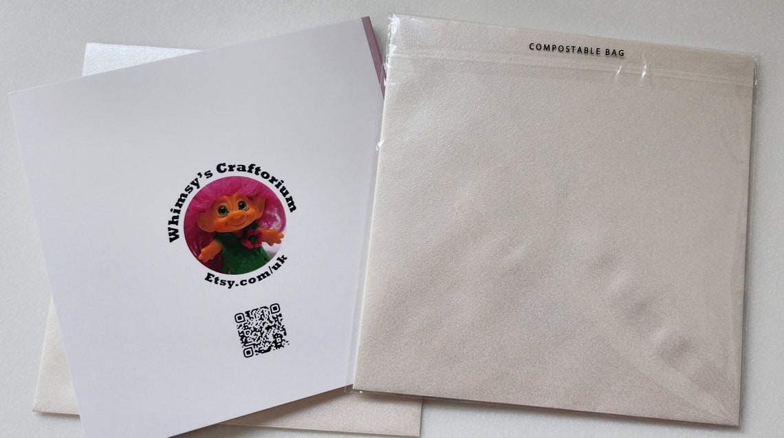 Pink Powder Puff Troll Card - Etsy