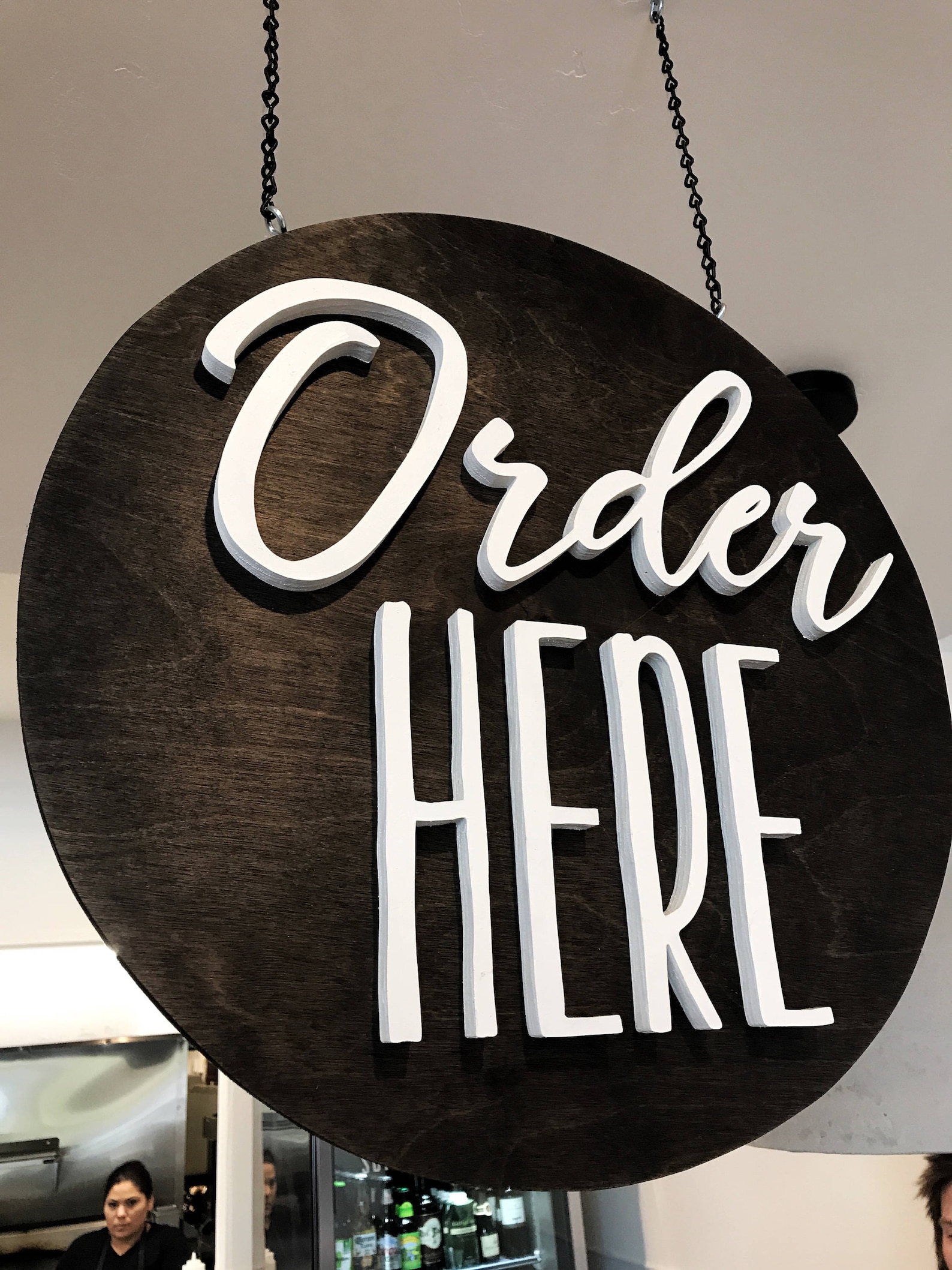 ORDER HERE 3D Round Wood Hanging Business Sign Restaurant | Etsy