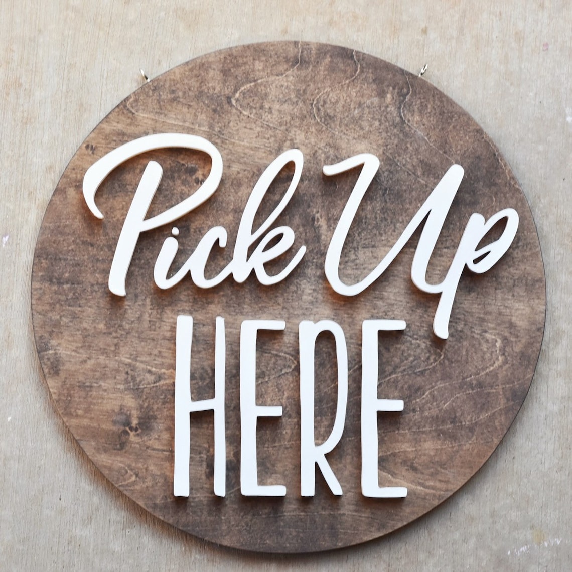 PICK UP HERE 3D wood lettered Hanging Business Sign Custom | Etsy
