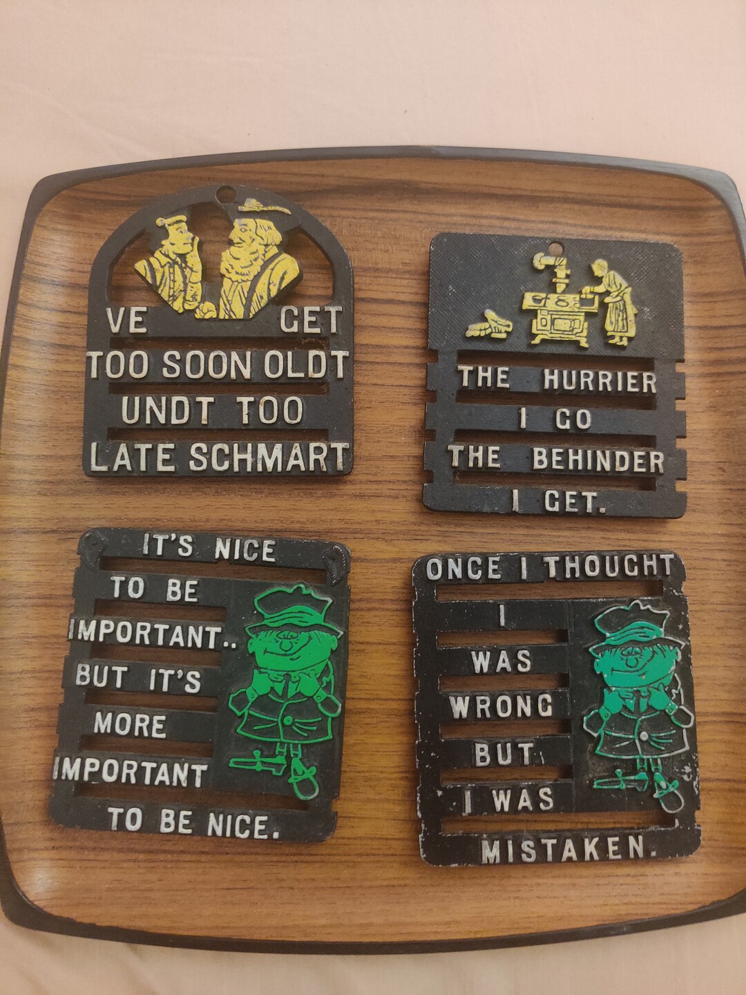 Vintage Tin Trivets Set of Four - Etsy