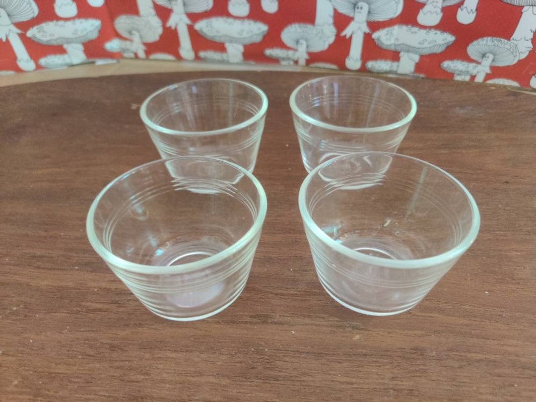 Vintage Pyrex Ramekins Set of 4: Clear Glass, 5 Oz, Three Ring Design ...