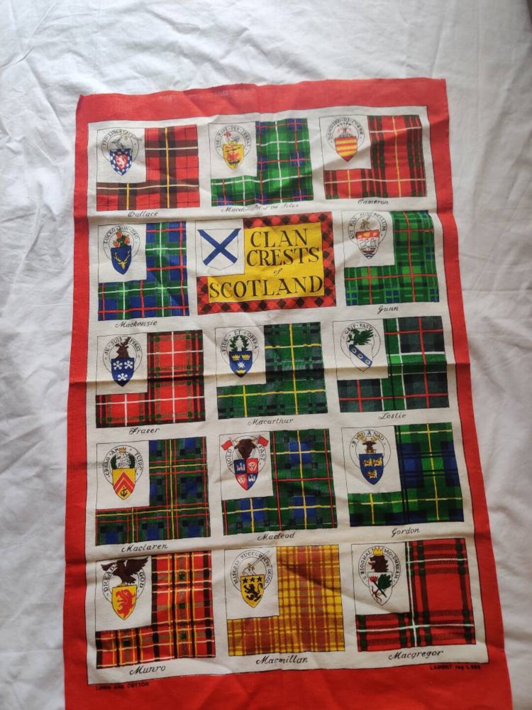 Vintage Clans and Crests of Scotland Tea Towel. - Etsy