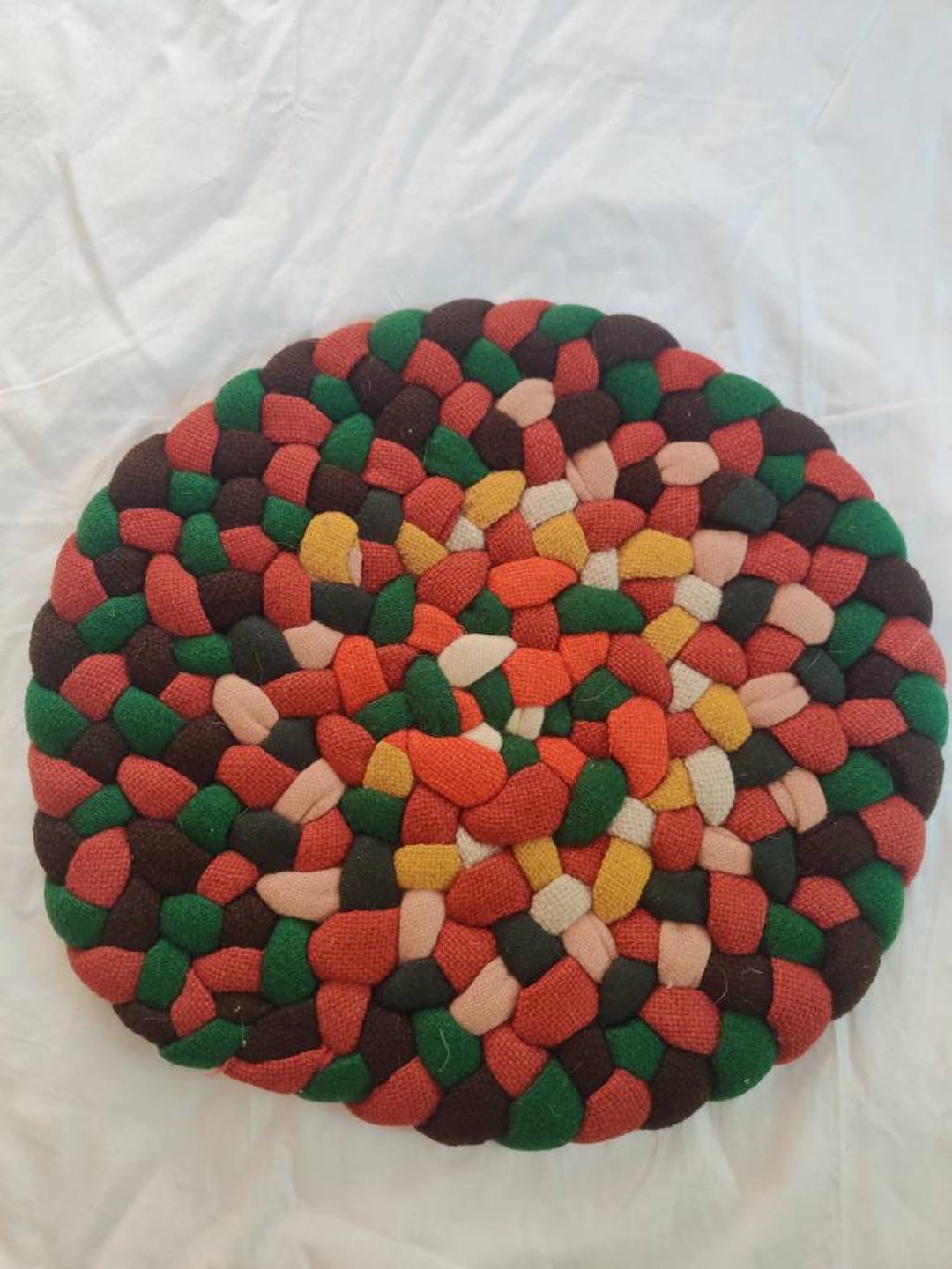 Vintage Round Table Trivet 17 Inches Wide It With Woven Fabric. - Etsy