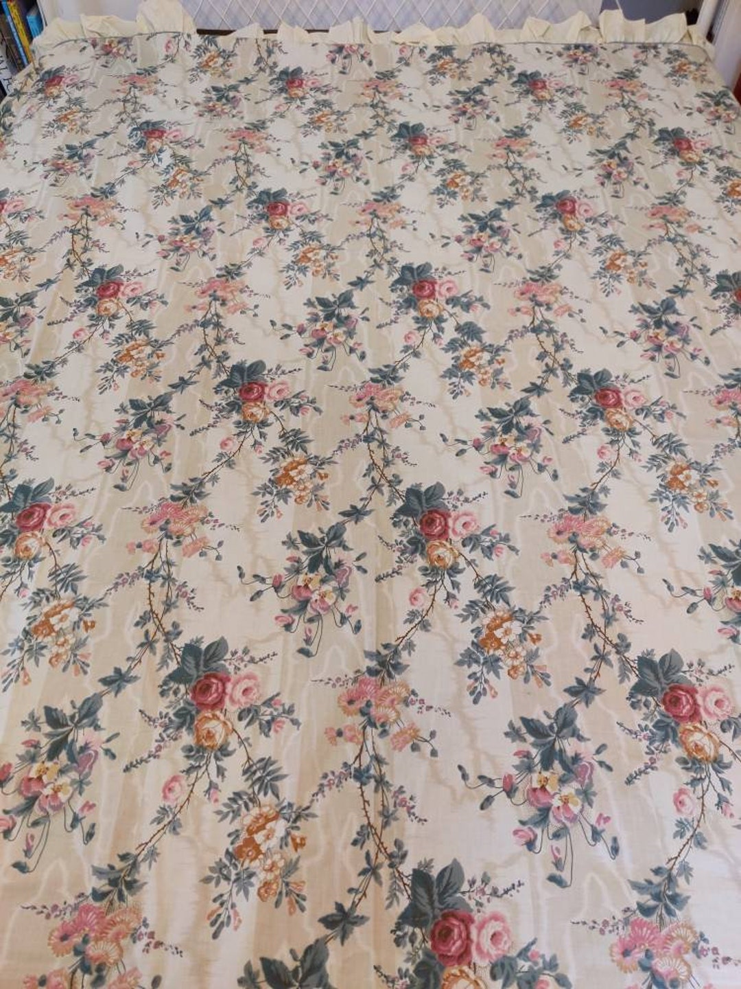 Martex Vintage Twin Flat Sheet Rose Floral Ruffled Top Hem. - Etsy