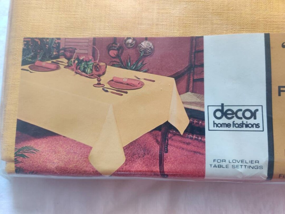 Vintage Vinyl Tablecloth 70 Inches Round Mustard Yellow Colorway - Etsy