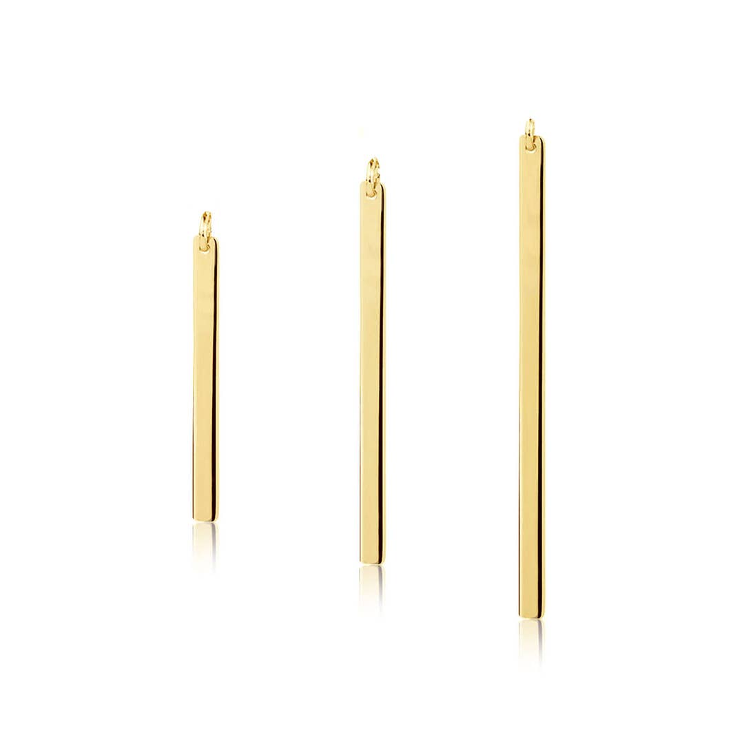 14K Solid Yellow Gold Custom Vertical Bar Pendant 2.0mm 30-50mm ...
