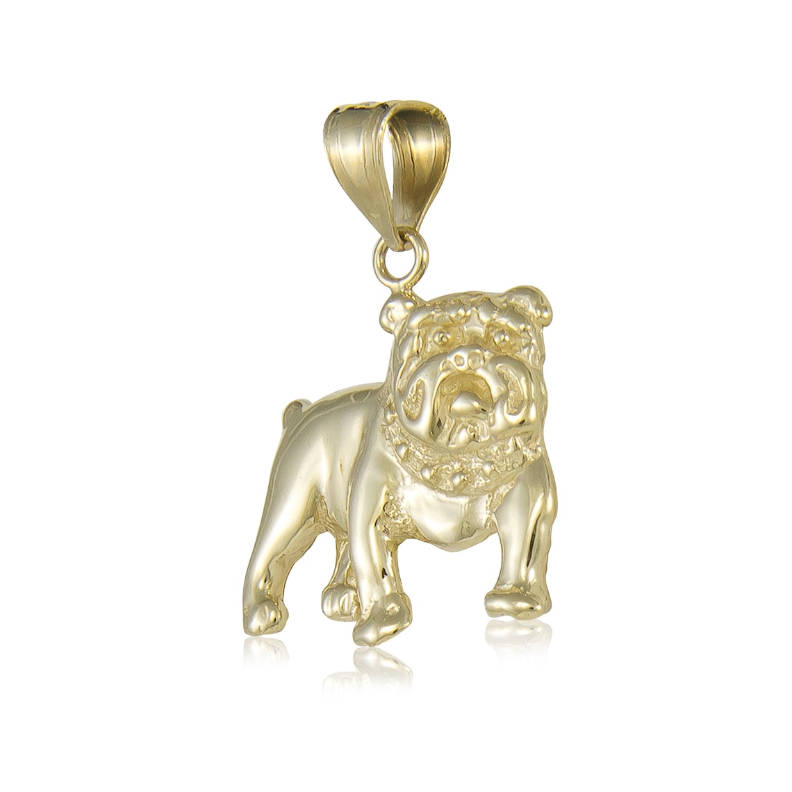 14K Solid Yellow Gold Bulldog Pendant Dog Polished Necklace - Etsy