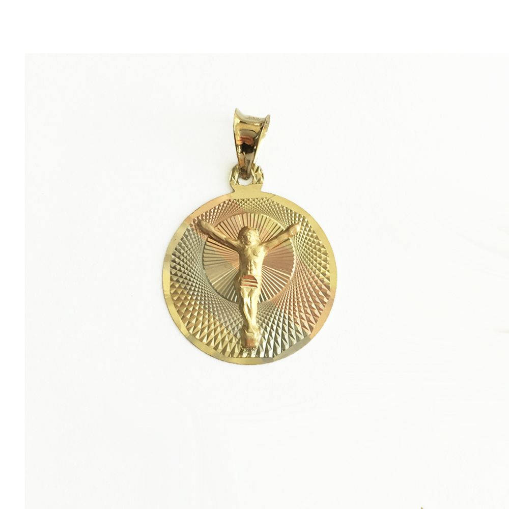 10K Solid Yellow White Rose Gold Jesus Round Medal Pendant | Etsy