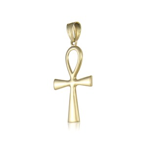 14K Yellow Gold Ankh Cross Pendant Egyptian Necklace Charm - Etsy