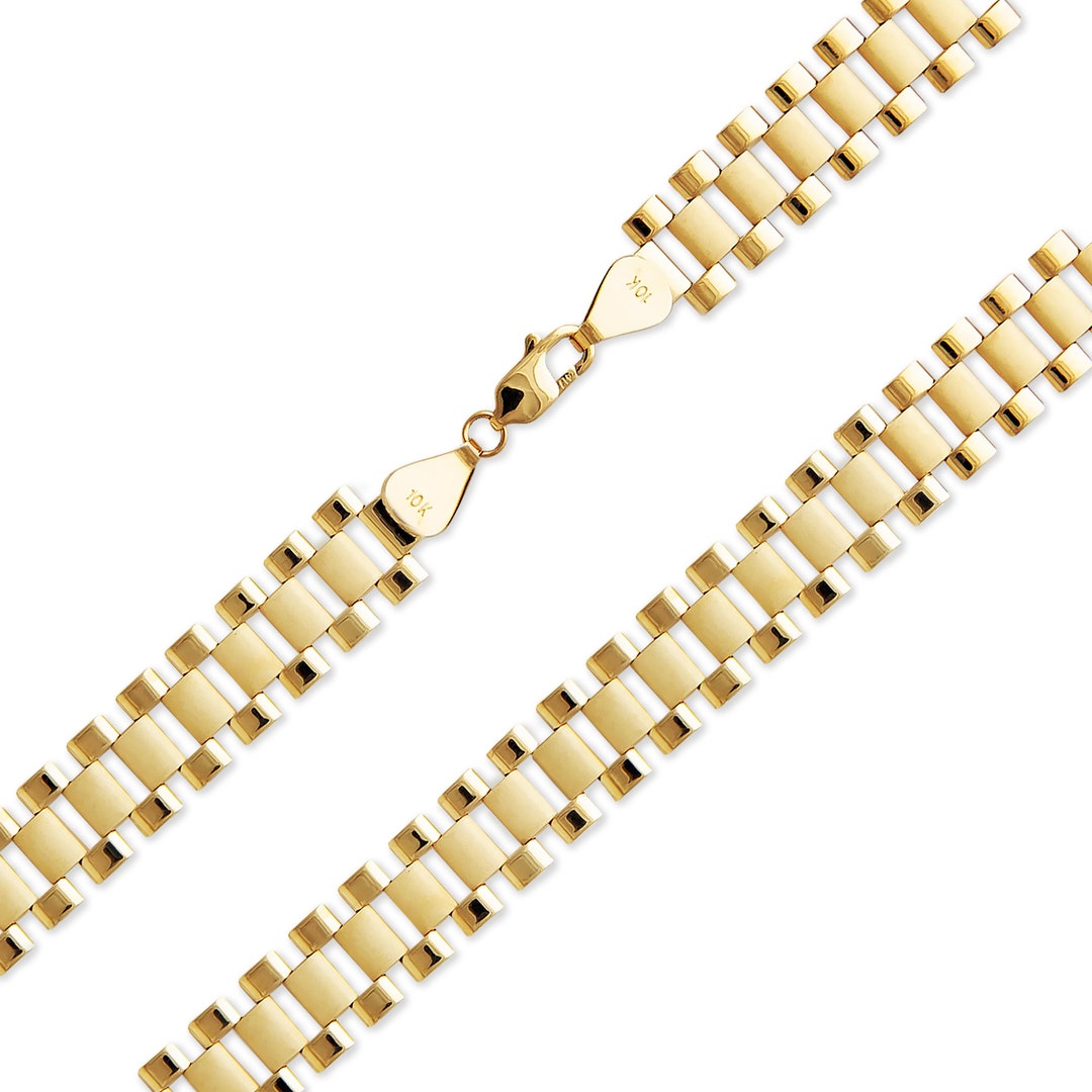 10K Solid Yellow Gold Rolex Necklace Chain 12.0mm 22-26 - Etsy