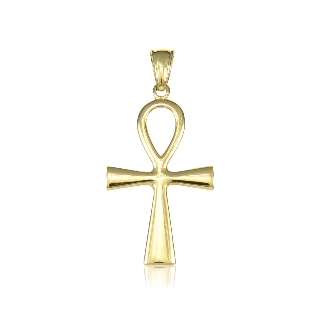 14K Yellow Gold Ankh Cross Pendant Egyptian Necklace Charm - Etsy