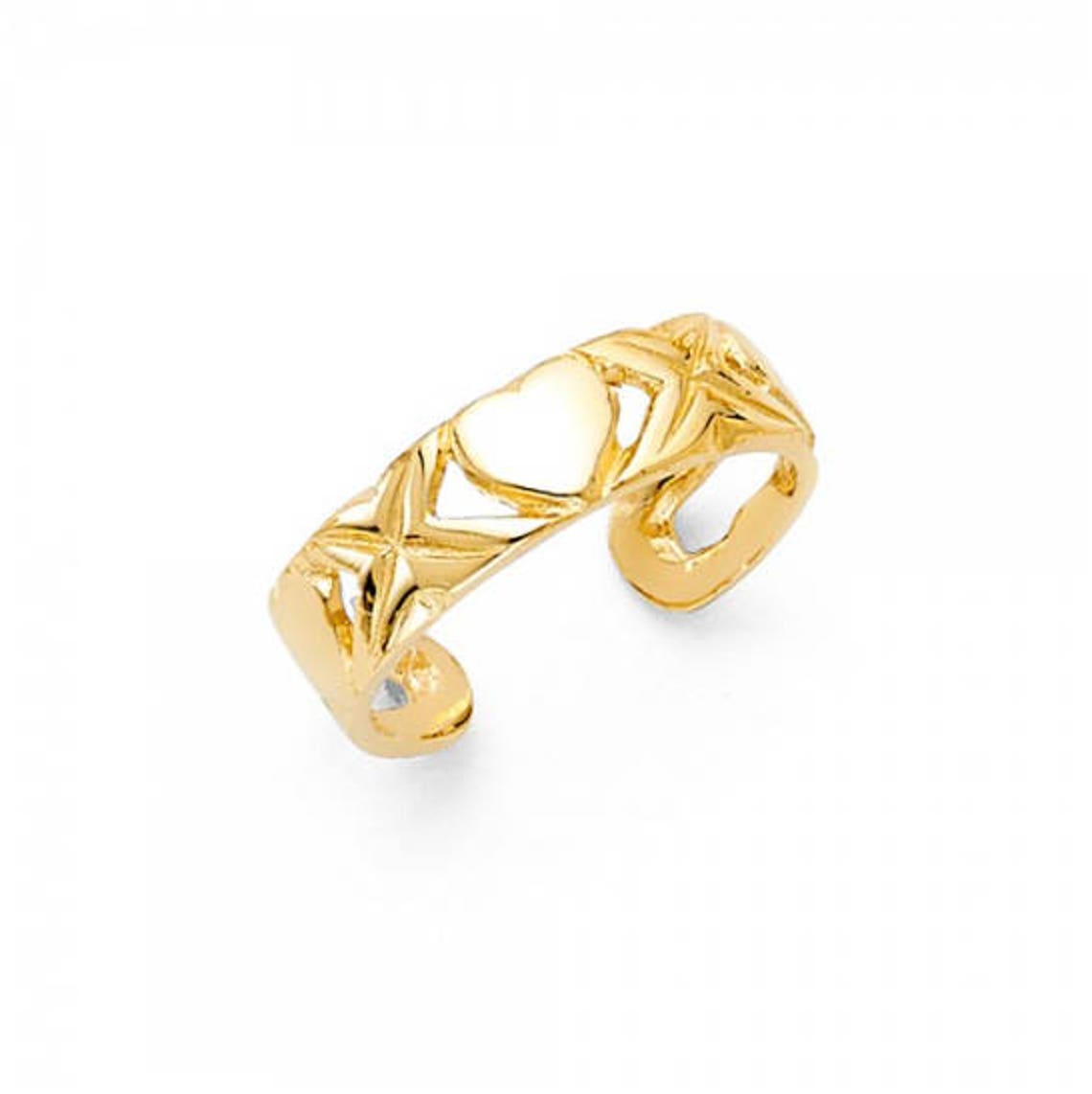 14K Solid Yellow Gold Heart Toe Ring Adjustable Love Foot - Etsy