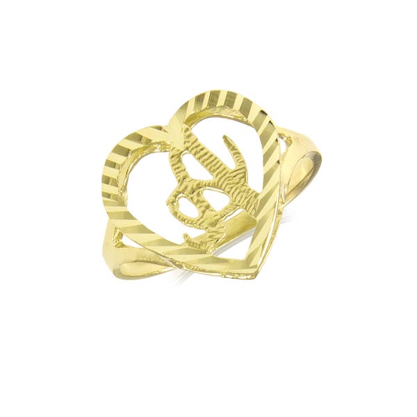 Initial Heart Ring - Etsy