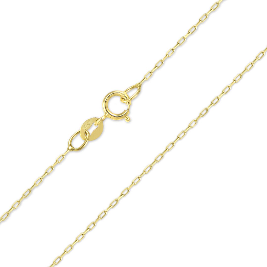 14K Solid Yellow Gold Cable Necklace Chain 1.0mm 16-22 - Etsy