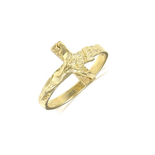 14k Solid Yellow Gold Cross Ring Delicate Small Stacking - Etsy