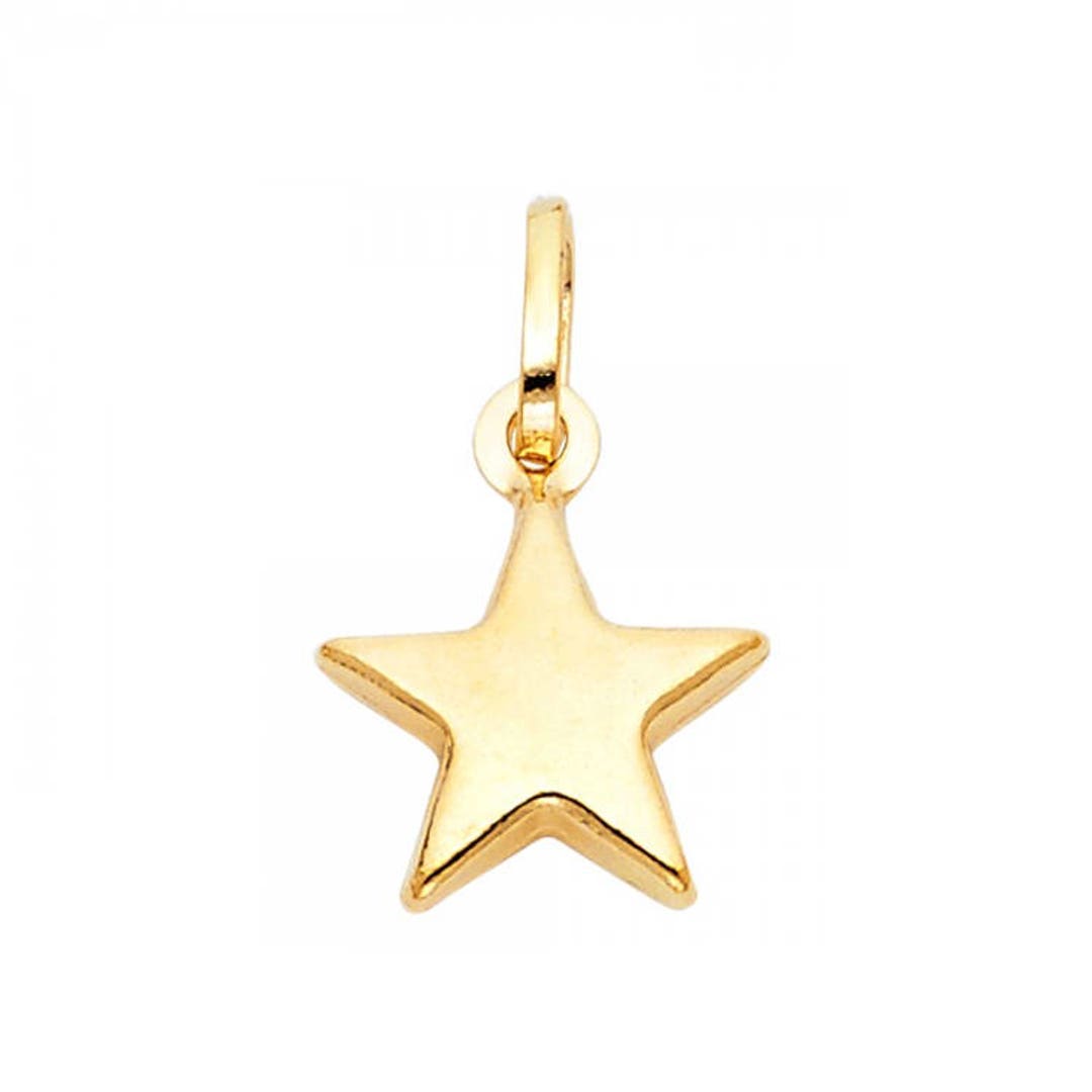 14K Yellow Gold Star Pendant Polished Plain Necklace Charm - Etsy