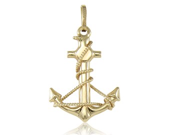 Gold Anchor Pendant - Etsy