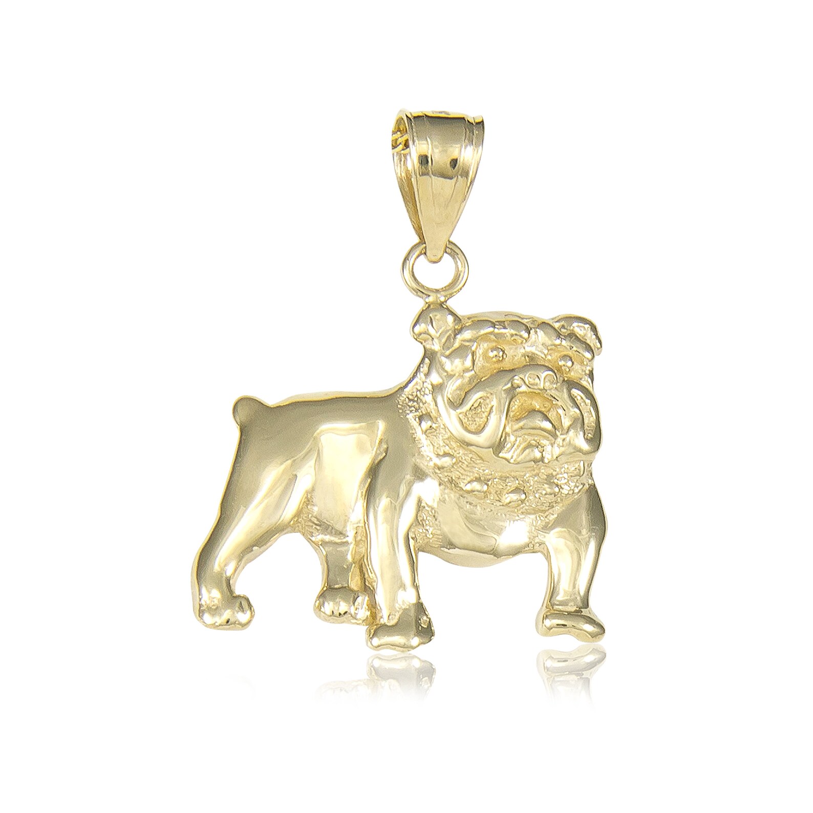 14K Solid Yellow Gold Bulldog Pendant Dog Polished Necklace - Etsy