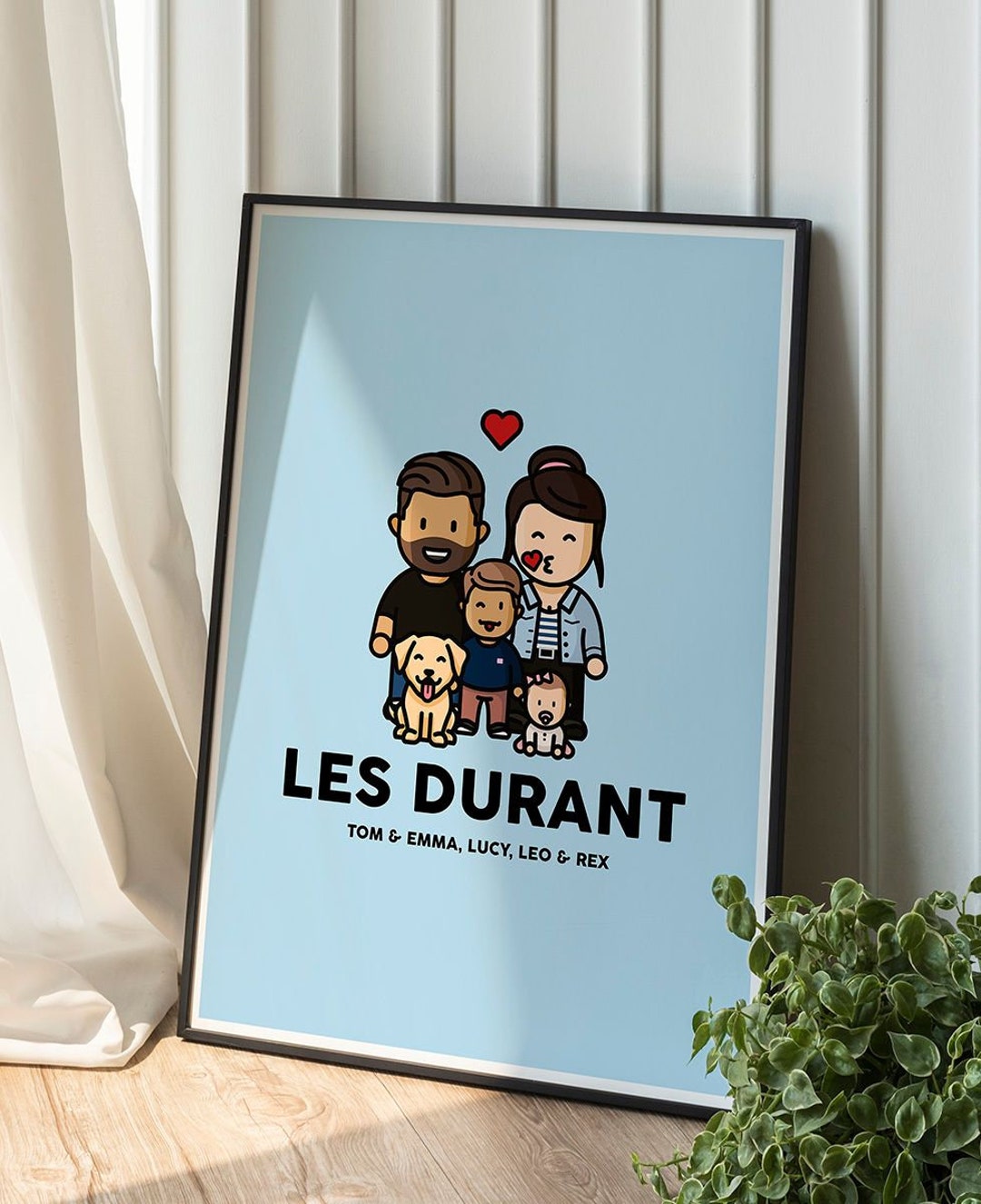Personalised Figurine Family Poster, Personalised Family Portrait ...