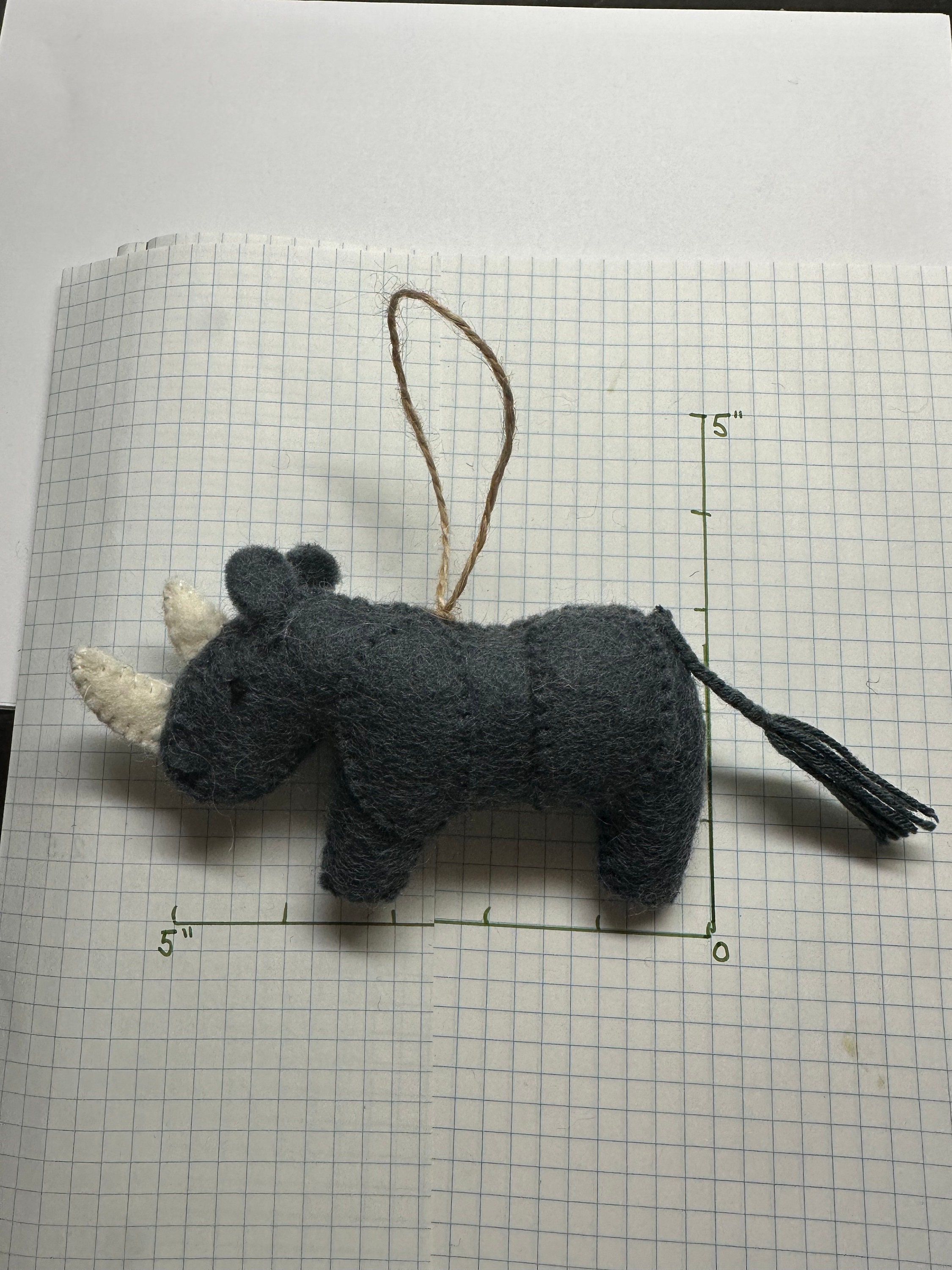 NEW Felt Rhino Ornament Rhinosaurus Christmas Ornament Hanging Ornament ...