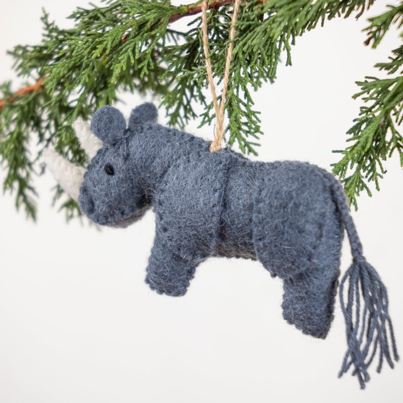 NEW Felt Rhino Ornament Rhinosaurus Christmas Ornament Hanging Ornament ...