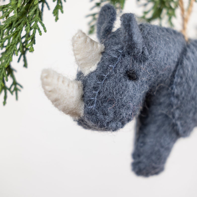 NEW Felt Rhino Ornament Rhinosaurus Christmas Ornament Hanging Ornament ...
